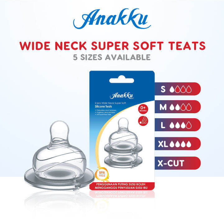 ANAKKU 2Pcs Baby Bottle Supersoft Wide Neck Teats | Puting Botol Susu_Teat 2 | Lazada