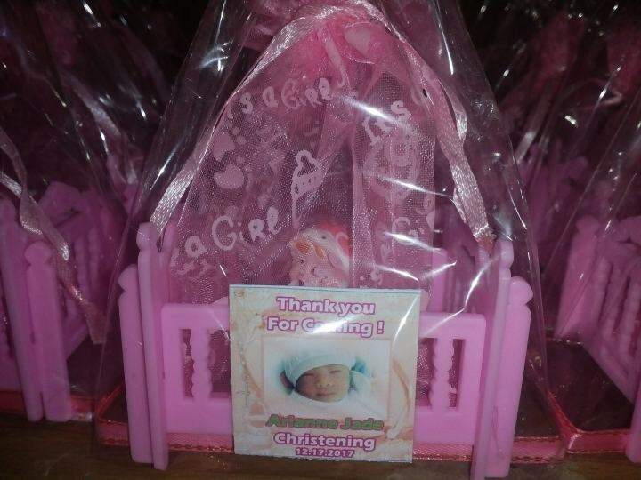 Crib with Baby Souvenir binyag/christening/baptismal / birthday/gender ...