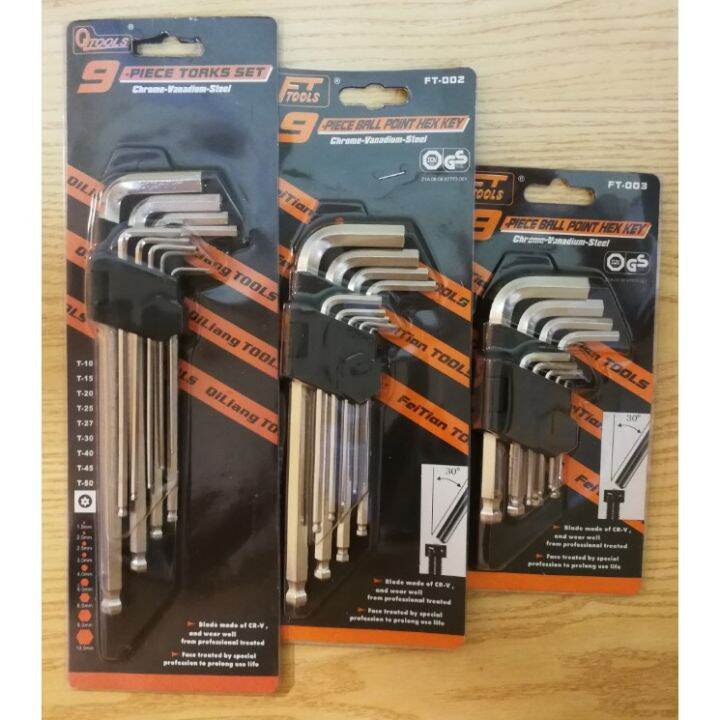 9 piece ball point hex key wrench ALLEN WRENCH 9PCS HEX KEY 002/003/004 ...