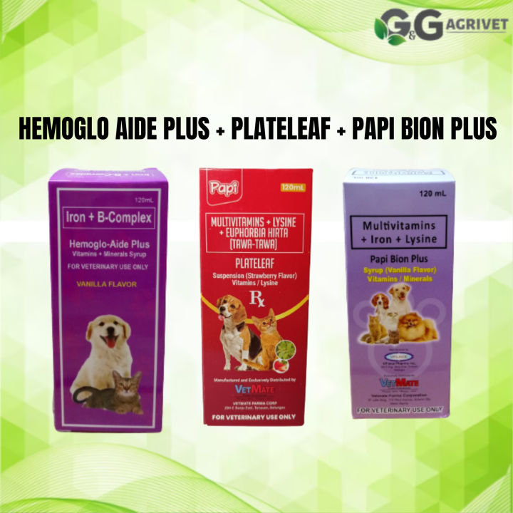[G&G AGRIVET] HEMOGLO AIDE PLUS 120ML + PAPI PLATELEAF 120ML + PAPI ...