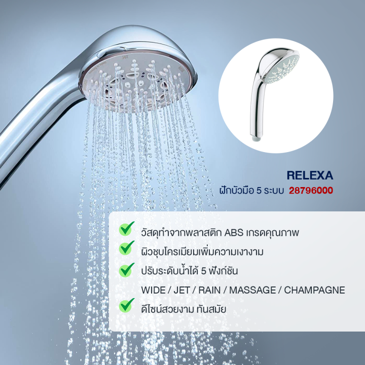 GROHE RELEXA ฝักบัวมือ 5 ระบบ 28796000 อุปกรณ์ ของใช้ในห้องน้ำ สุขภัณฑ์ ...