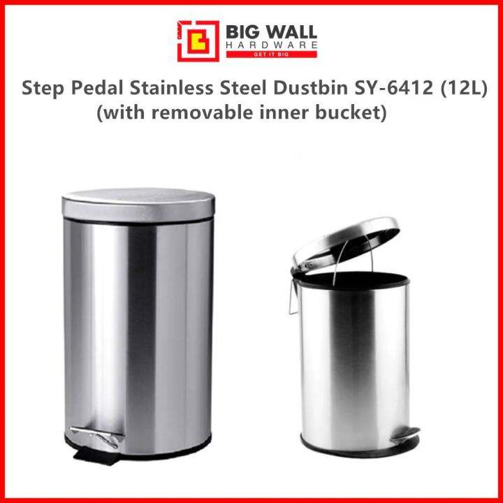 Step Pedal Stainless Steel SUS 401 Dustbin SY-6412 (12L) Big Wall ...