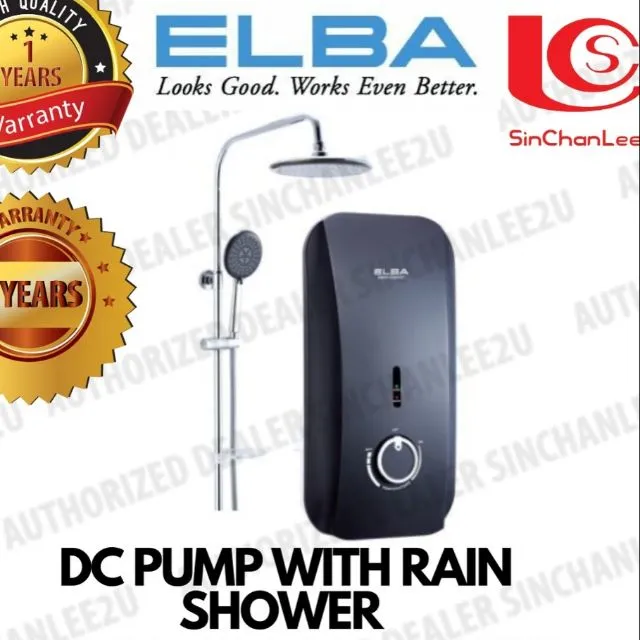 Elba Instant Water Heater with DC Pump and Rain Shower EWHR-E3885DC(GB ...
