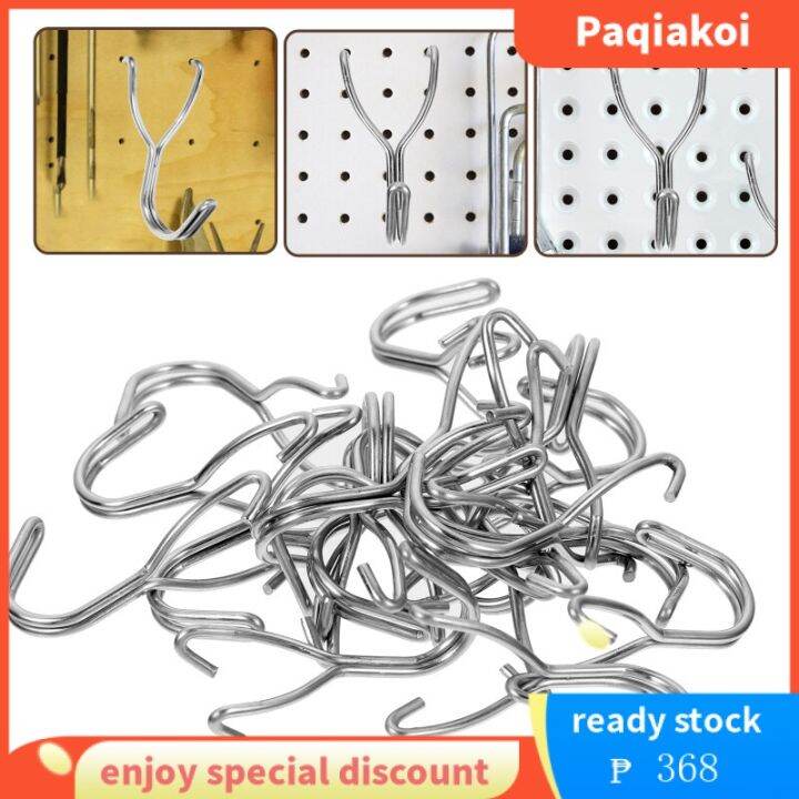 Paqiakoi 40 Pcs Peg Board Hook Stainless Steel Hangers Metal Clothes ...