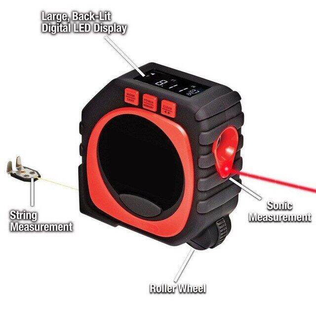 3-in-1 Measuring Tape Tapeline Digital Laser Precise Tape String Mode ...