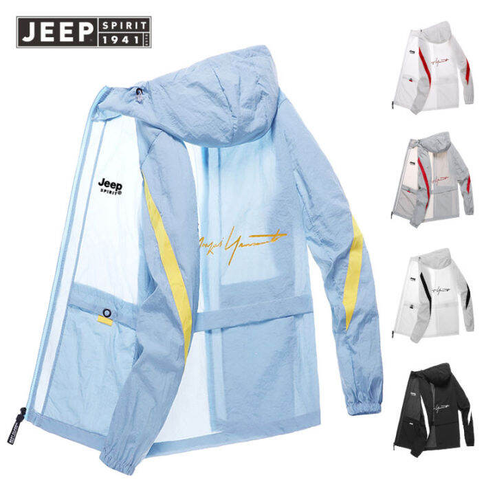 JEEP SPIRIT เดินป่ากลางแจ้งเสื้อกันฝนน้ำหนักเบา,แจ็คเก็ตลำลองผู้ชายมี ...