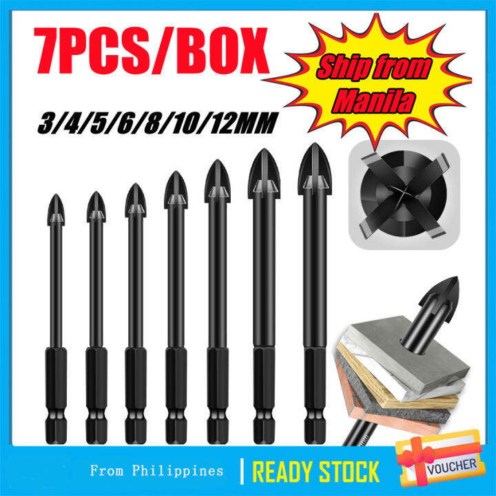 7pcs 3-12mm Masonry Drill Bits, Concrete Drill Bit Set for Tile, Brick ...