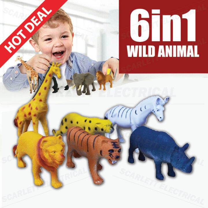 6in1 Wild Animal Toys Cute Simulation Figure Set Educational Playset ...