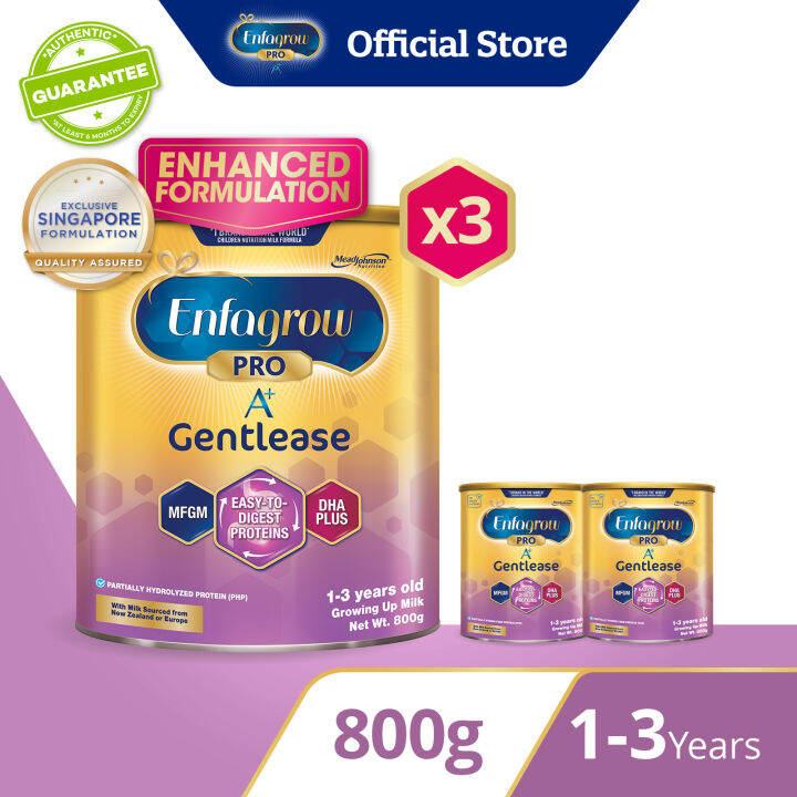 [Bundle of 3] Enfagrow Pro A+ Stage 3 Gentlease Baby Formula Milk Powder DHA+ (1-3Y) 800g - For ...