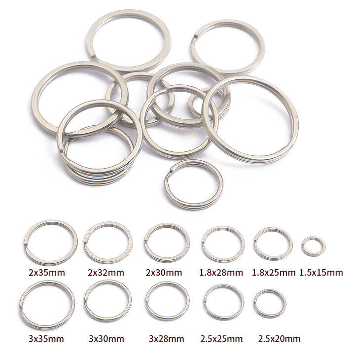 10pcs/lot 15/25/28/30/32/35mm Stainless Steel Hole Key Ring Key Chain ...