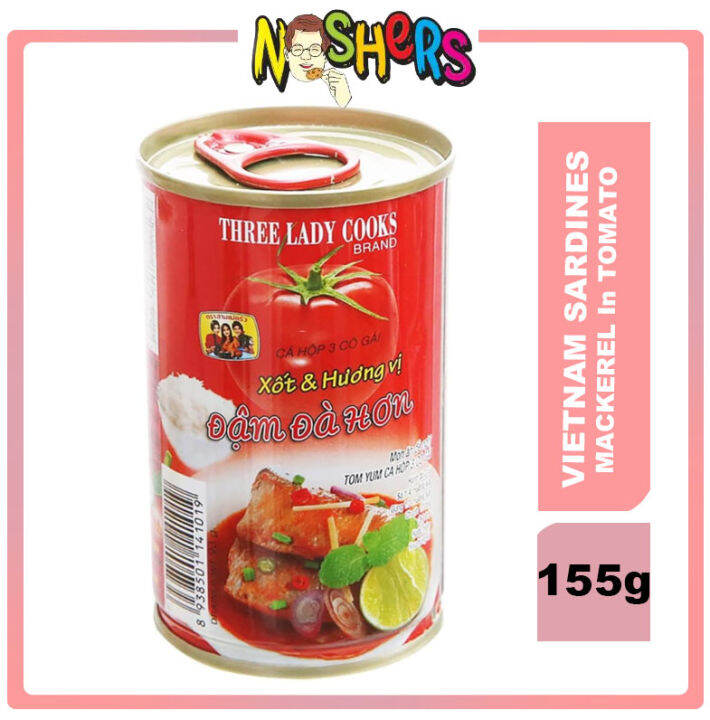 Noshers Vietnam Sardines Three Lady Cooks Mackerel in Tomato Sauce 155g ...