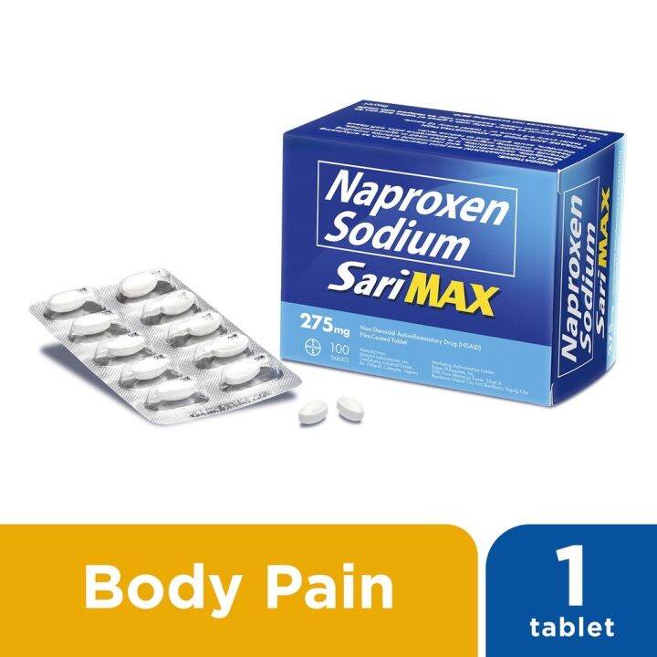 SariMAX Naproxen Sodium 275mg Film-Coated Tablet for body pain | Lazada PH