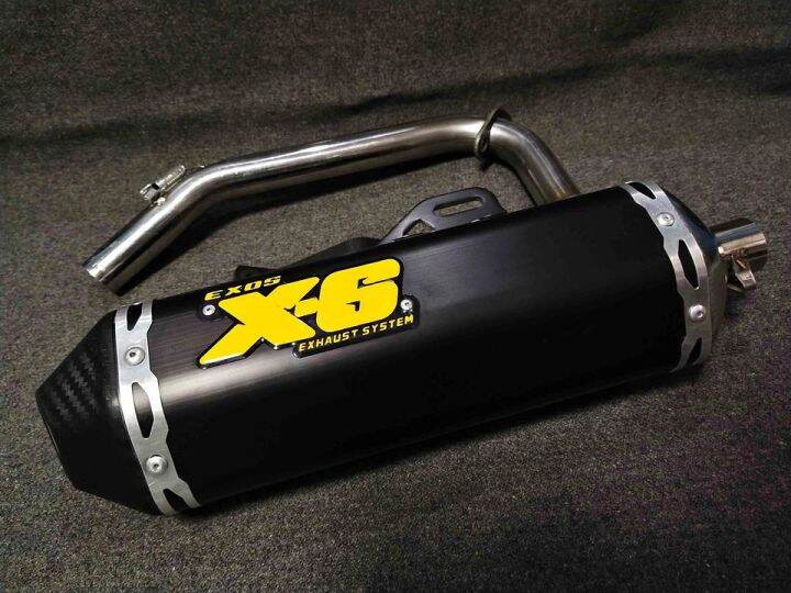 BLACK EXOS X6 PIPEE FOR MIO SPORTY MIO 125 HONDA CLICKV2 AEROX NMAX ...