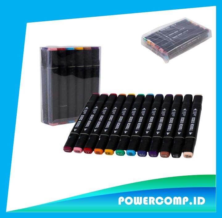 Touch T12 Spidol Dual Side Fine Art Marker 12 Color - Touch Set Spidol ...
