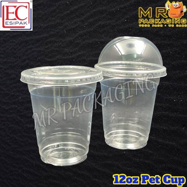 12oz PET Cup with Lid [ 100sets± ] EC PC-12 - 360ml Disposable Plastic ...