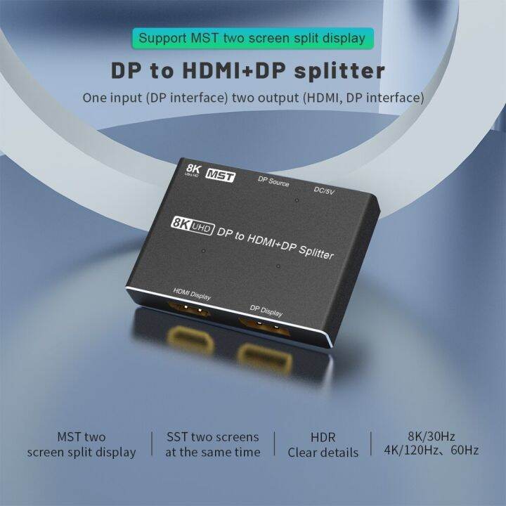 UHD 8K Displayport DP To HDMI DP Splitter 8K30Hz 4K120Hz Video ...