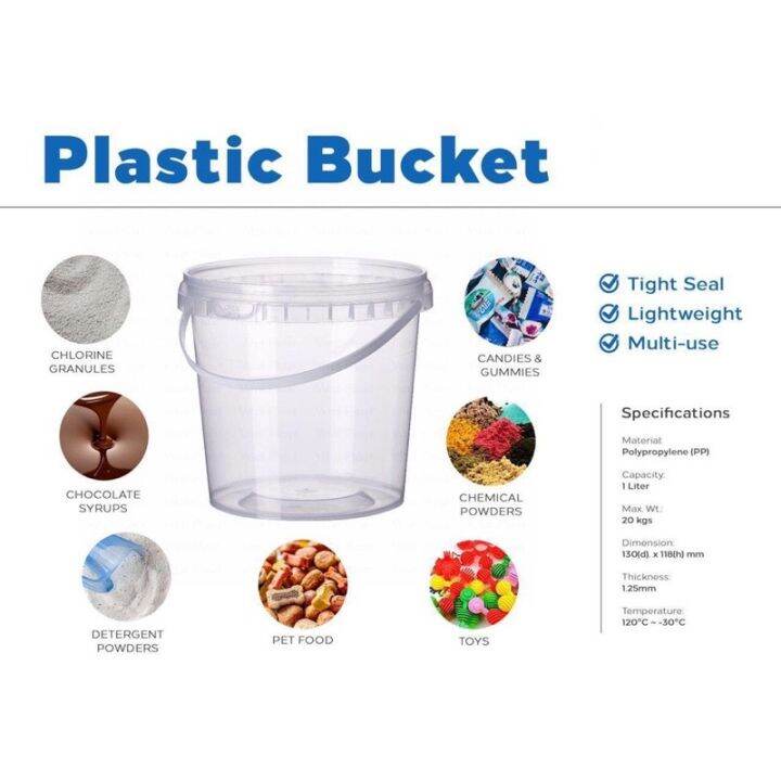 Multi-use Plastic Bucket 12L Container Food Grade Storage Packaging (12 ...