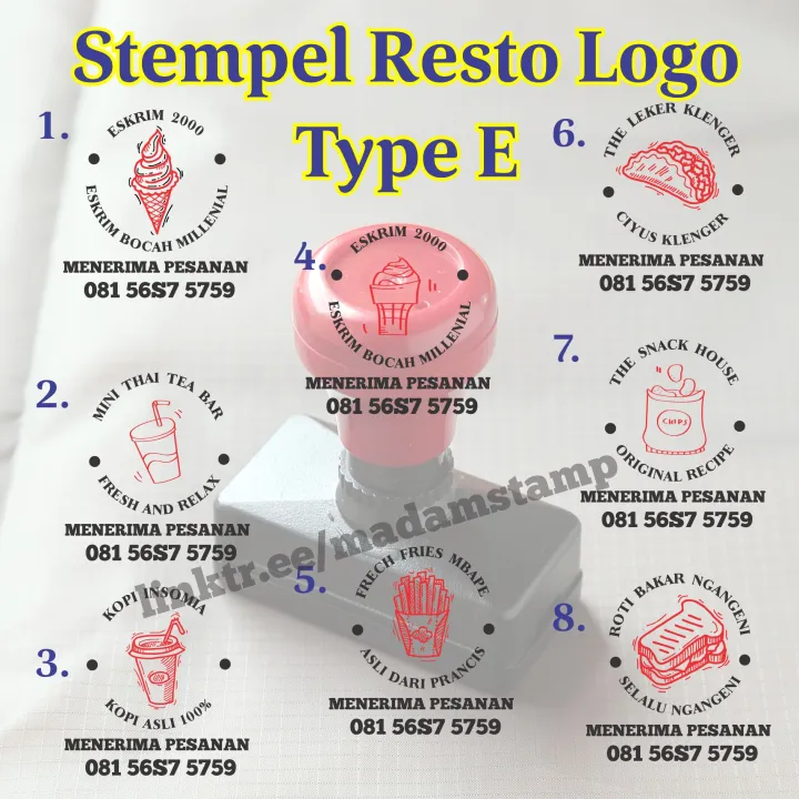 stempel resto E nama toko warung makan makanan minuman cafe stamp ...