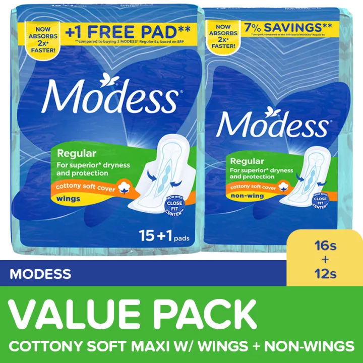 [PROMO] Modess Cottony Soft Maxi w/ Wings Sanitary Napkins 16s + Non ...
