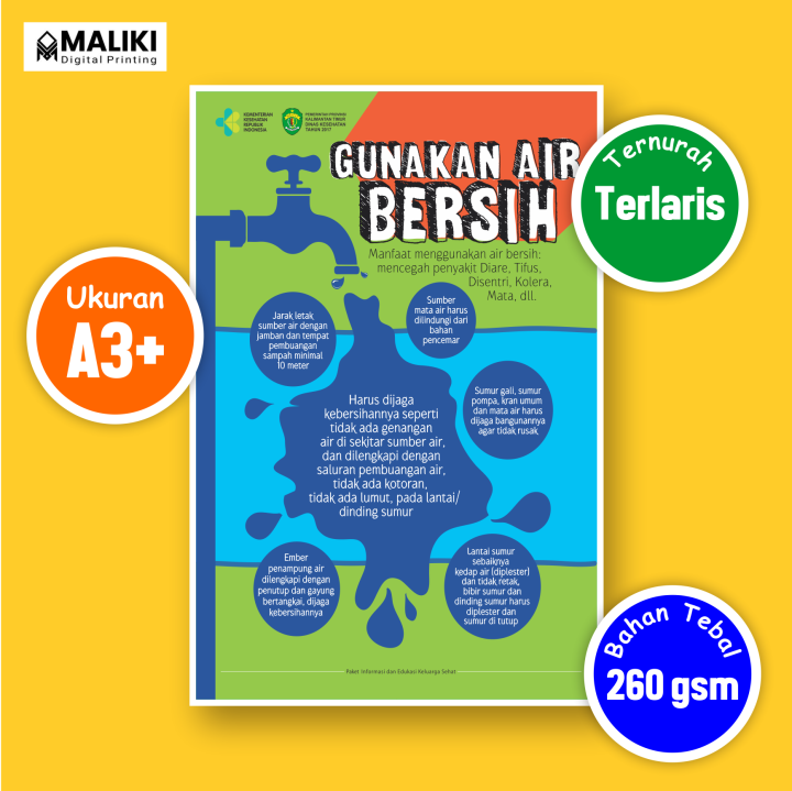 Poster Kesehatan GUNAKAN AIR BERSIH | Lazada Indonesia