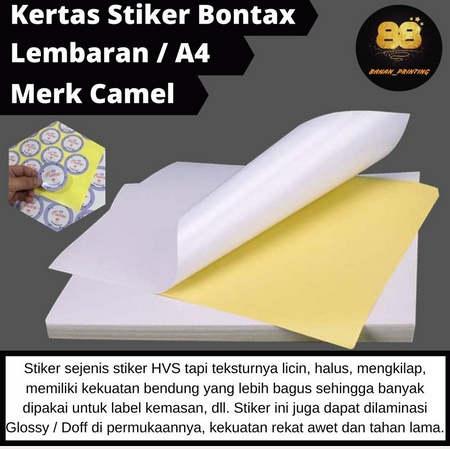 [Bisa Satuan] Kertas Stiker Bontak A4 / Stiker Chromo Bontax A4 ...