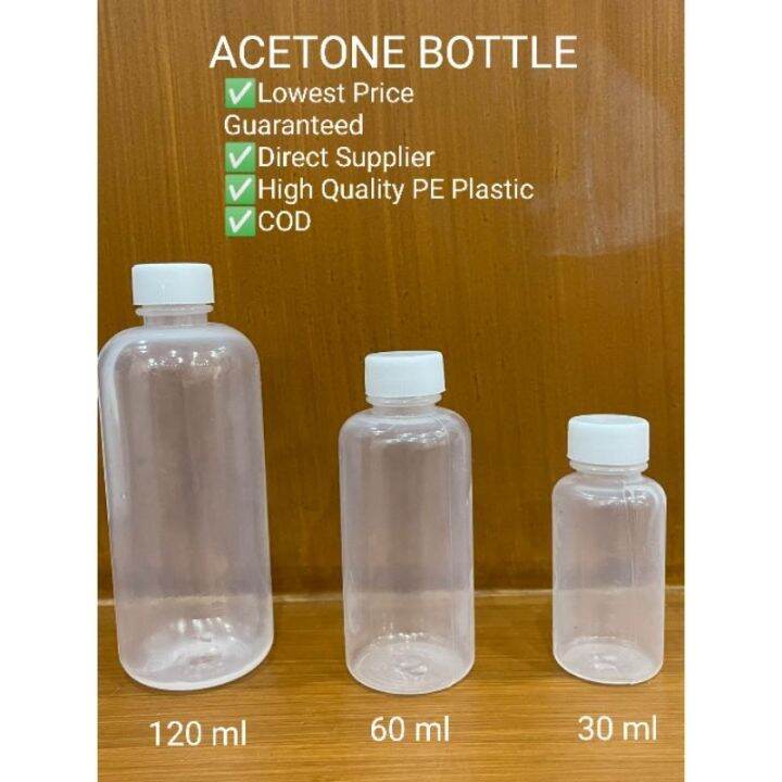ACETONE BOTTLE 50's or 100'S (30 ML 60 120 ML) BLACK OR WHITE CAP ...