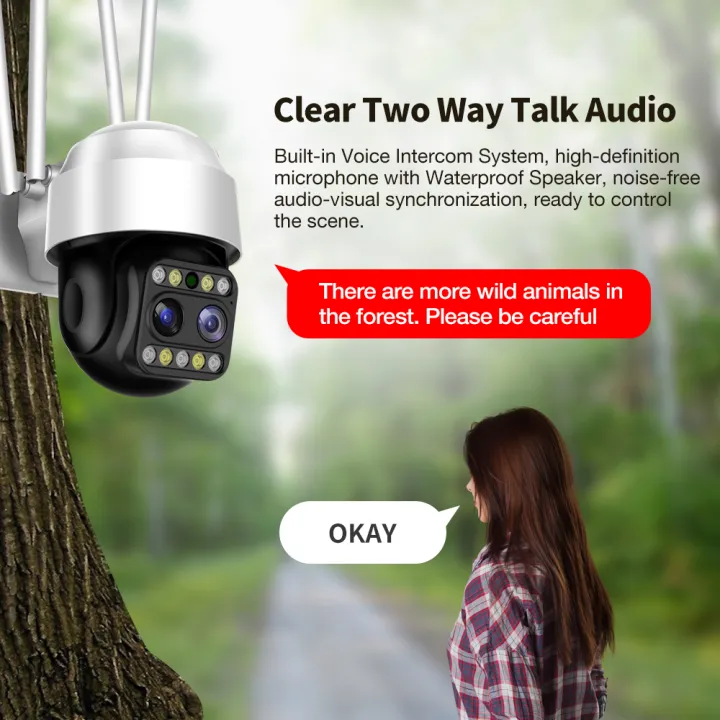 3MP Dual Lens Outdoor Wireless Security Camera PTZ Speed Dome External ...