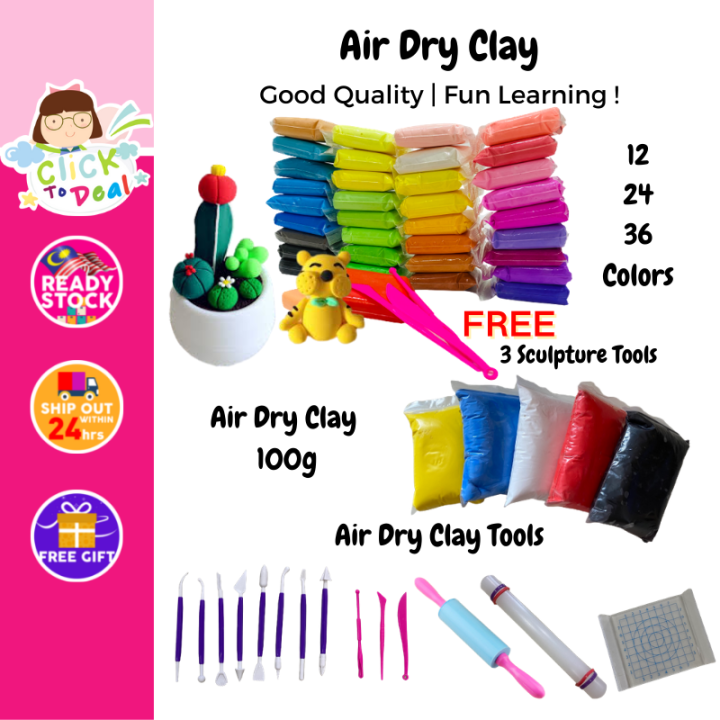 12/ 24/ 36 Colors Air Dry Clay Modeling Clay Nontoxic for kids with ...