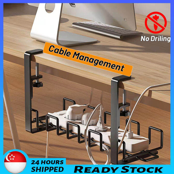 🇸🇬 [READY STOCK] 40CM Under Desk Cable Management Under table tray No ...