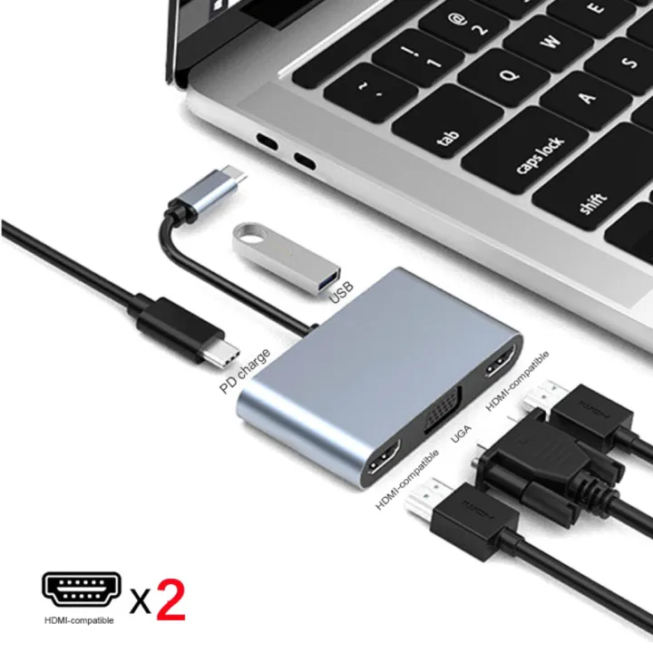 Type-C Five-In-One Multi-Function Docking Station Dual HDMI USB Type C ...