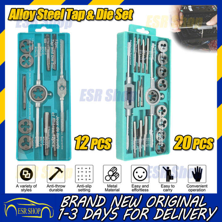🇵🇭 12/20Pcs Tap and Die Set With Metric Hand M3-M12 NC Screw Metric ...