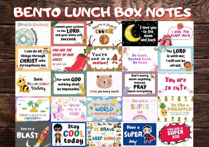 5 Laminated Bento Lunch Box Notes for Kids | Lazada PH