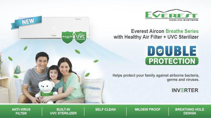 EVEREST Split Type Wall Mounted Breathe Inverter Series Aircon with ...