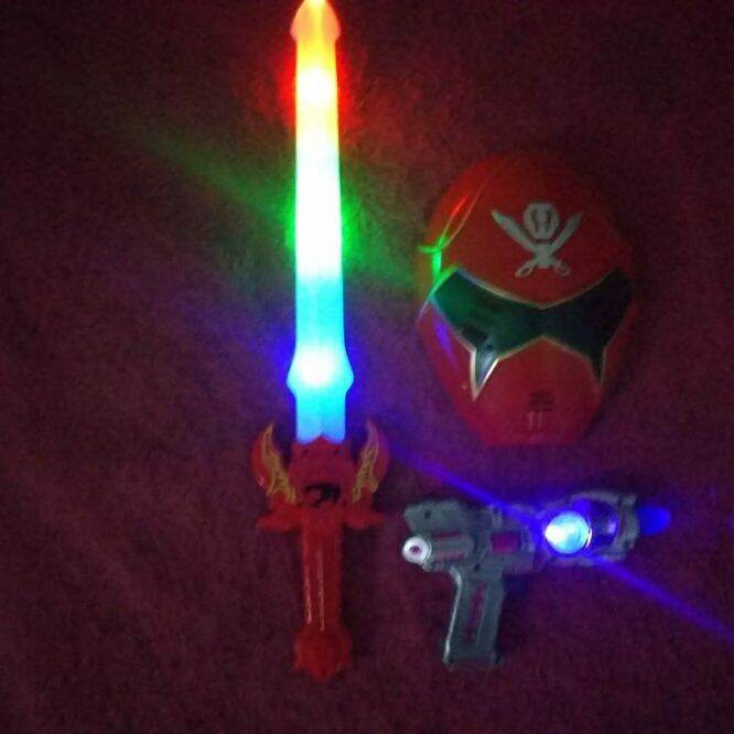 mainan karakter power ranger set topeng pedang pistol led ada nyala ...