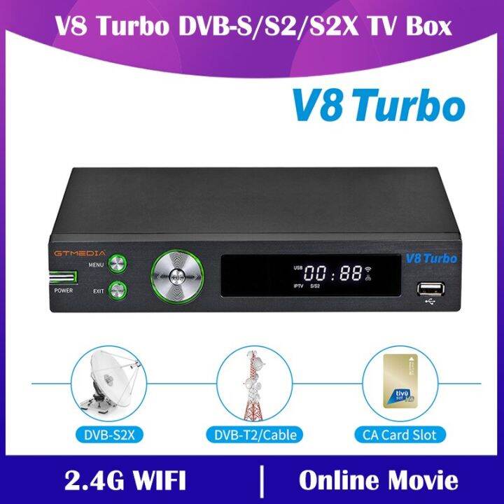 V8 Turbo Satellite Receiver TV BOX Decoder 1080P HD DVB-S/S2/S2X+DVB-T ...