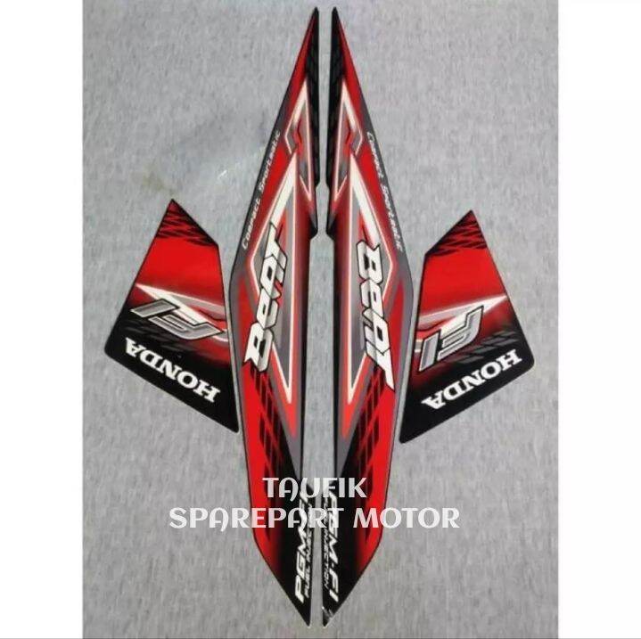 Striping / striker body Original Honda BeAT 2014 Warna Merah hitam ...