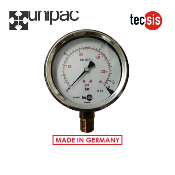 Pressure Gauge Tecsis P1776 Half Stainless Steel With Glycerine Filling ...