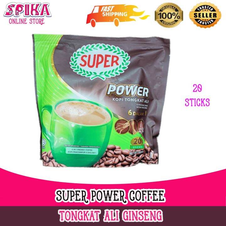 SUPER POWER COFFEE TONGKAT ALI GINSENG (6 IN 1) 1 PACKET * 20 STICKS ...