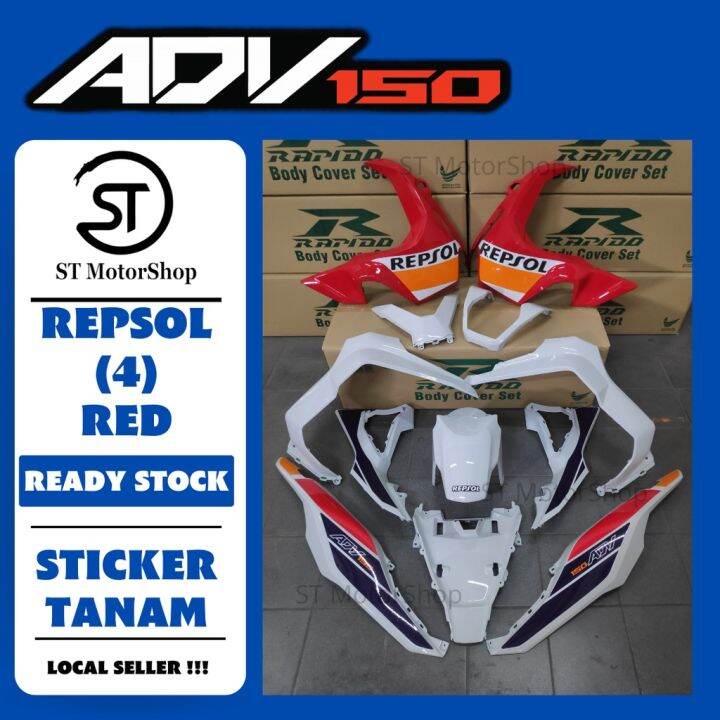 HONDA ADV150 ADV-150 REPSOL (4) RED COVER SET (STICKER TANAM) RAPIDO ...