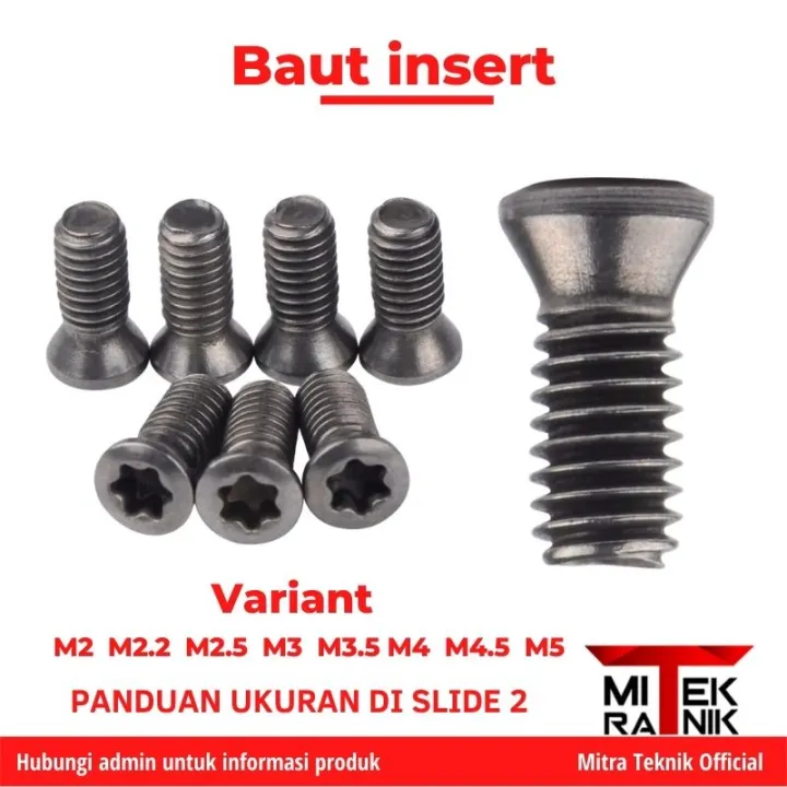 M2 M2.2 M2.5 M3 M3.5 M4 M4.5 M5 Baut Insert Bubut Facemill Carbon Stell ...