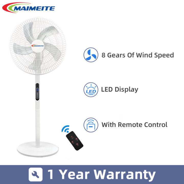 MAIMEITE Electric fan 16" 8-speed wind speed 5-blade vertical fan ...