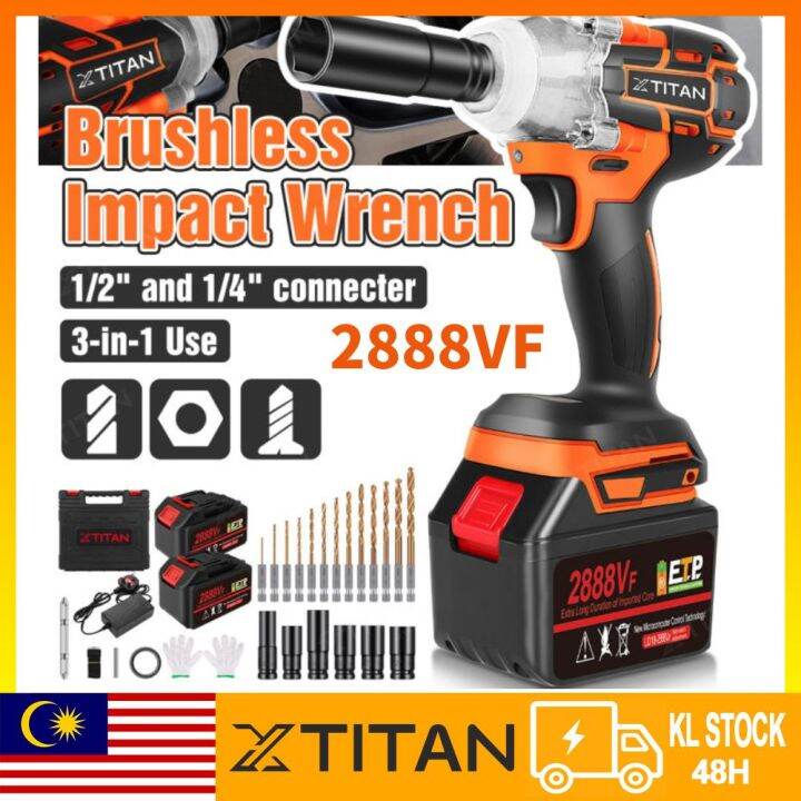 XTITAN 2888VF 3 in1 Brushless Impact Wrench 880N.M 6 Size Cordless Electric 1/2'' 1/4'' Impact ...