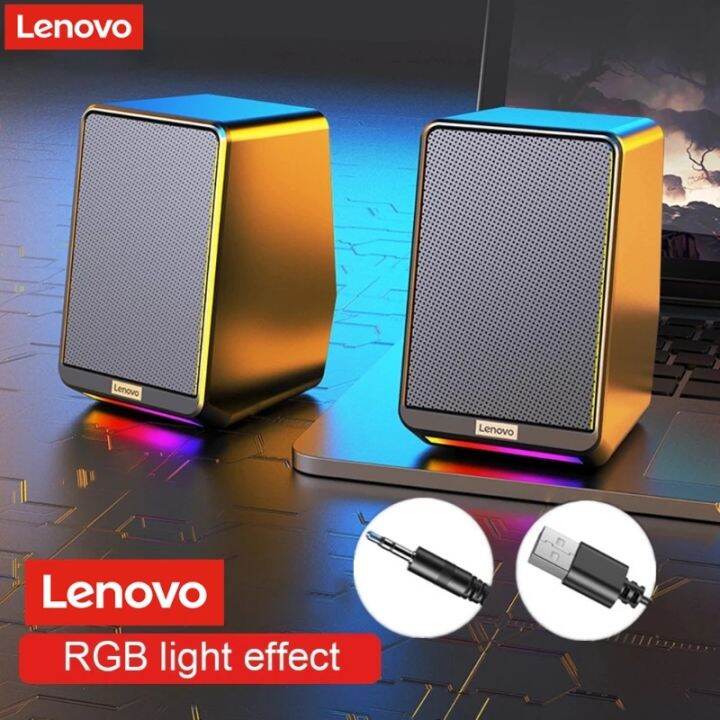 กล่องลำโพง TS38 Lenovo มีไฟ RGB 2ช่องสเตอริโอยูเอสบี Hi-Fi และแจ็ค3.5 ...