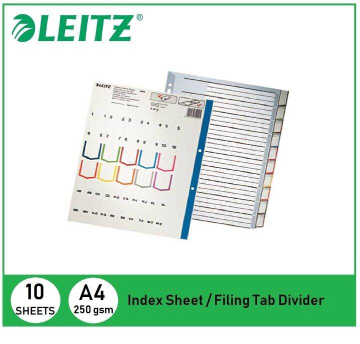 Leitz 4370 Blank Plastic Index A4 20 Sheets - Made in Europe | Lazada PH