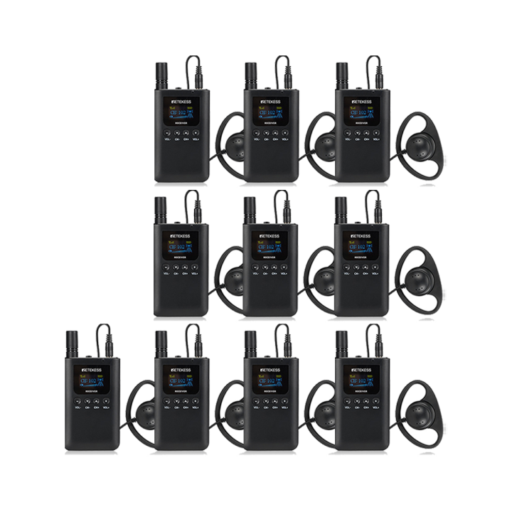 RETEKESS TT125 Tour Guide system Lavalier Microphone System Portable Wireless Receiver ...