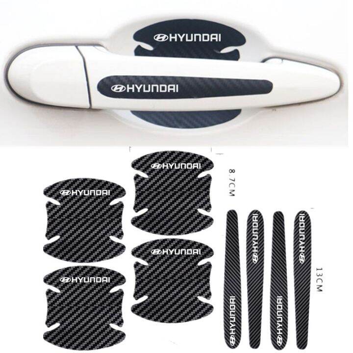 8 cái cửa xe Bát xử lý Stickers sợi carbon tấm dán bảo vệ cho Hyundai ...