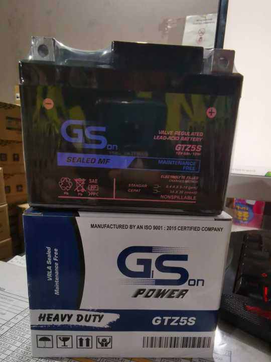 AKI KERING IMPORT AMPER BESAR GTZ5S 12V 5AMPER MERK GS on ORIGINAL ACCU ...