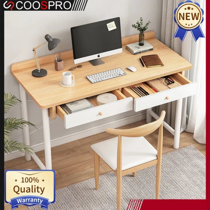 Coospro 120CM Nordic Table Study Table with Drawer Computer Table Desk ...