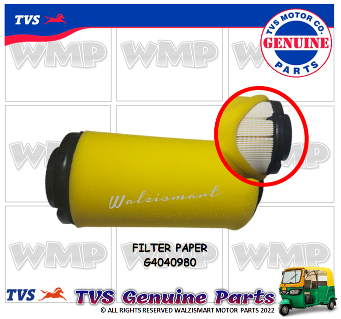 Filter Paper/Air Filter Element (G4040980) TVS King Genuine Parts ...