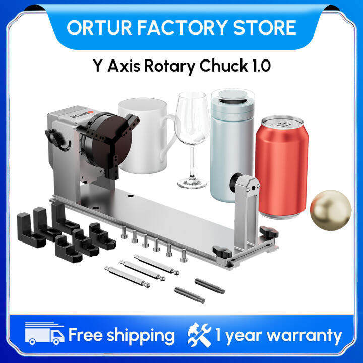 ORTUR Rotary Attachment with Chucks Adjustable Size Rotary Worktable ...